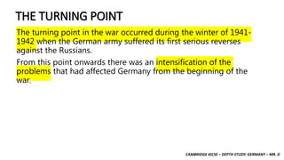 HISTORY IGCSE CONTENT - 20TH CENTURY OPTION - DEPTH STUDY GERMANY: THE ...
