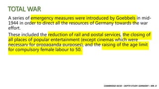 HISTORY IGCSE CONTENT - 20TH CENTURY OPTION - DEPTH STUDY GERMANY: THE ...