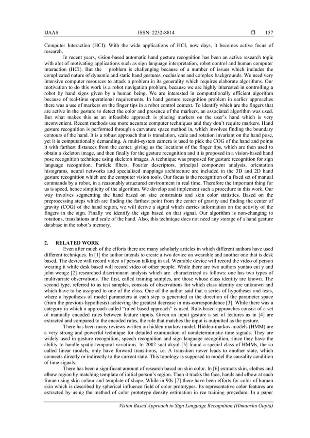 Vision Based Approach to Sign Language Recognition | PDF
