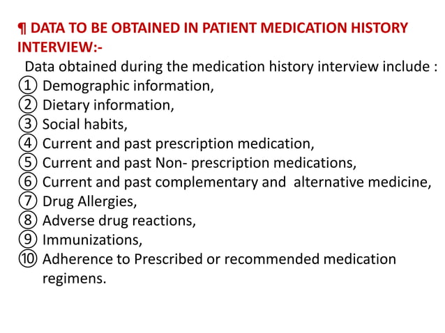Patient Medication History Interview | PPTX