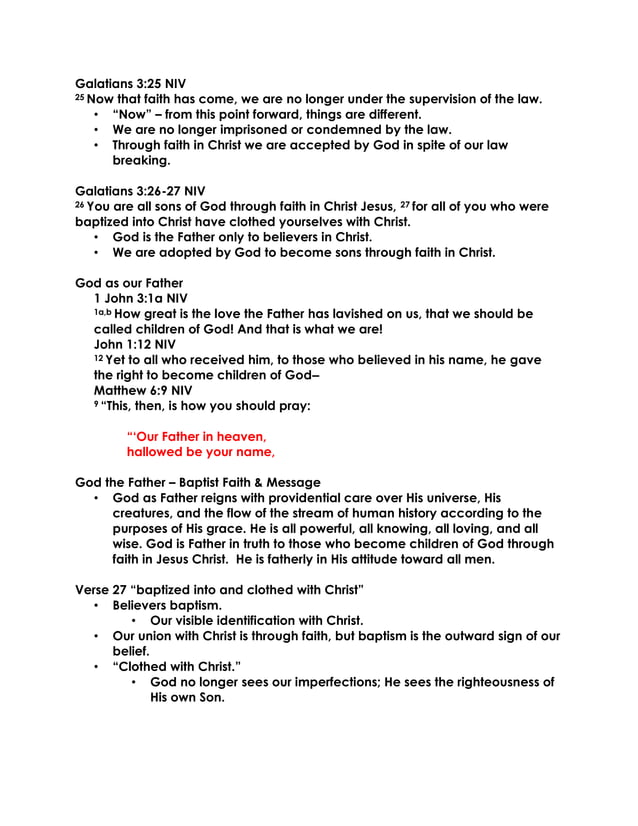 09-23-18, Galatians 3;22-29, One In Christ Jesus | PDF