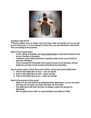 09-23-18, Galatians 3;22-29, One In Christ Jesus | PDF