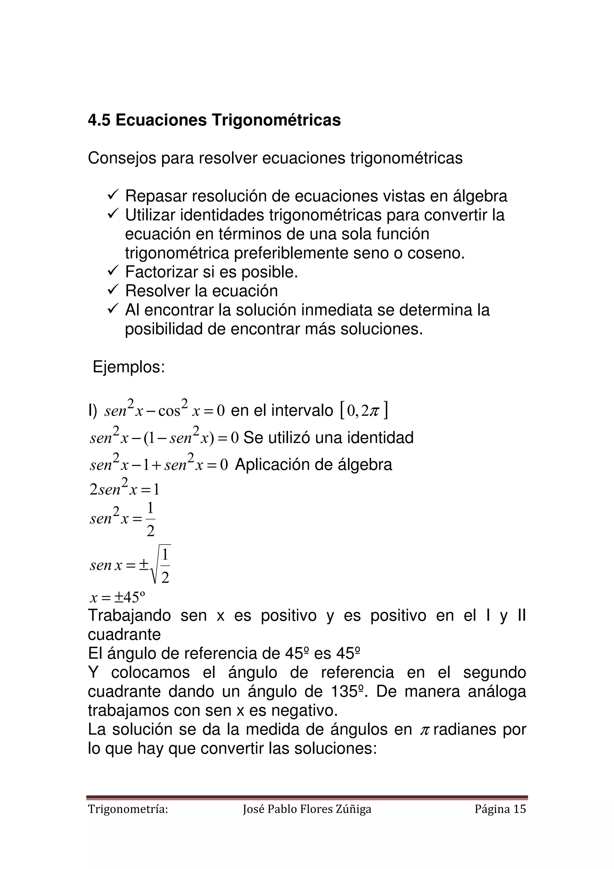09. Manual de teoría. Trigonometría Matemática Bachillerato autor José ...