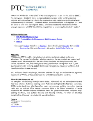 PTC Helps BISSELL Accelerate Product Innovation and Delivery | PDF