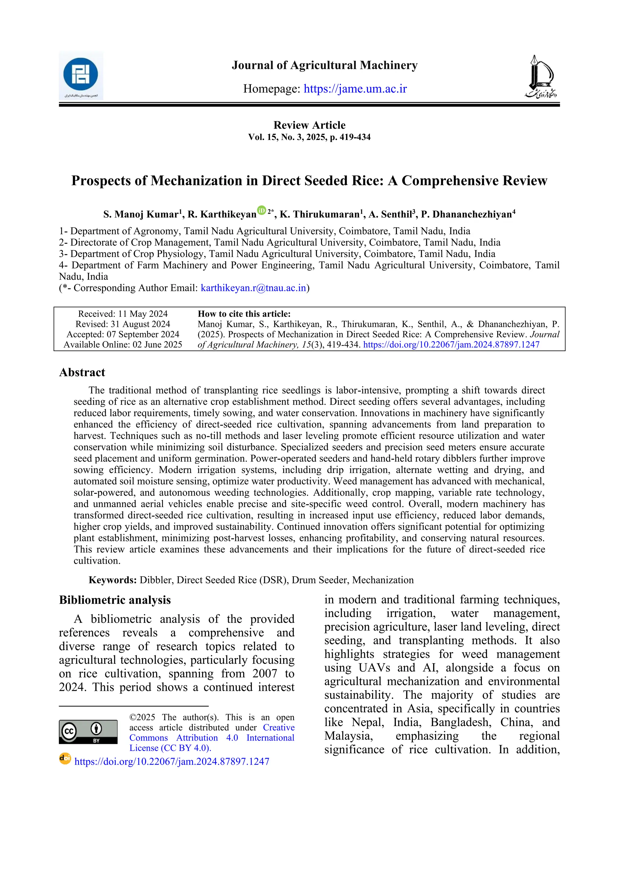 Prospects of Mechanization in Direct Seeded Rice: A Comprehensive Review | PDF