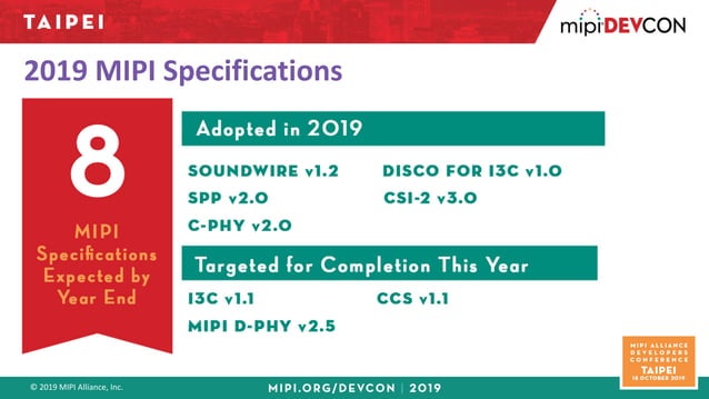 MIPI DevCon Taipei 2019: State of the Alliance | PPT
