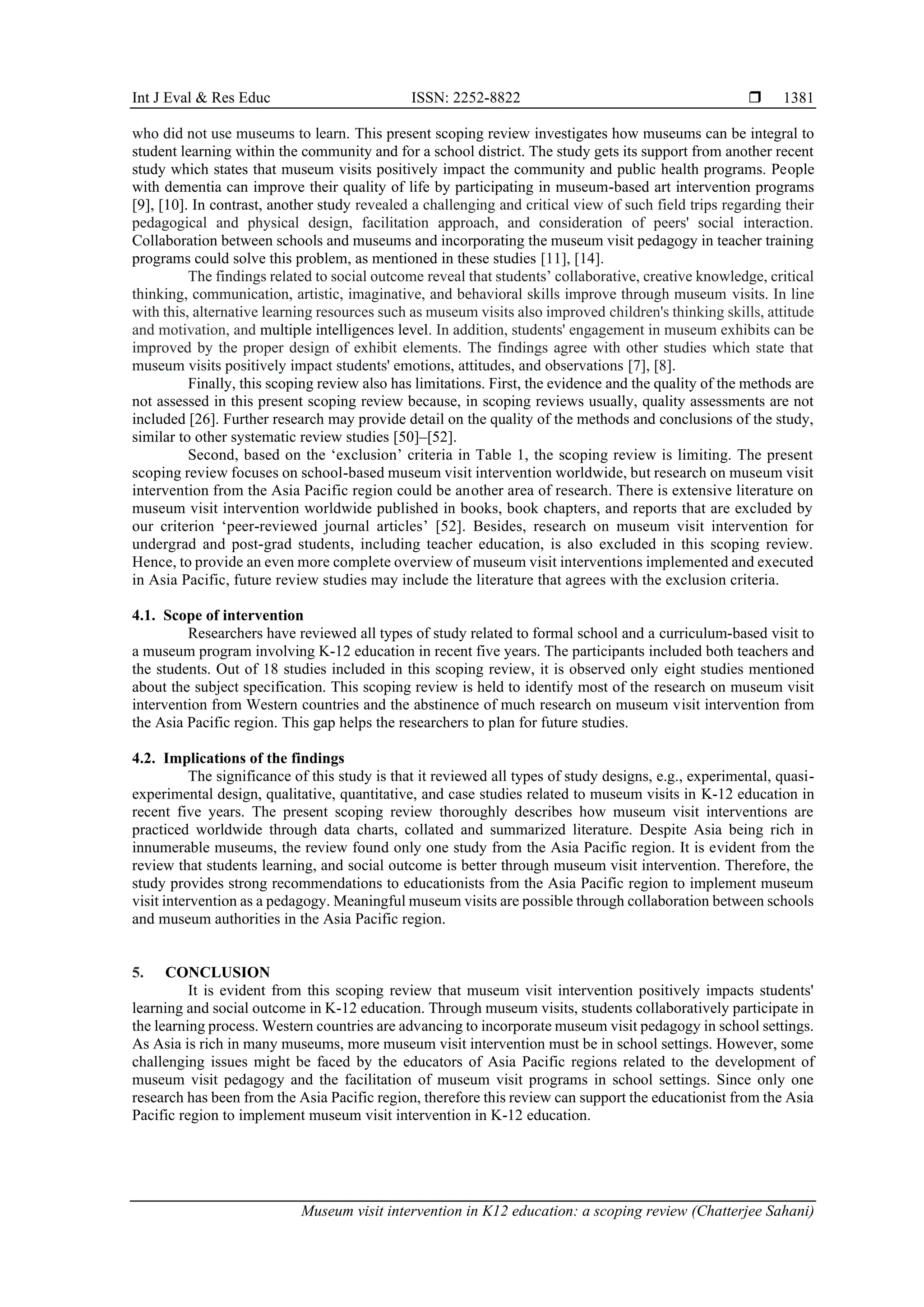 Museum visit intervention in K-12 education: a scoping review | PDF