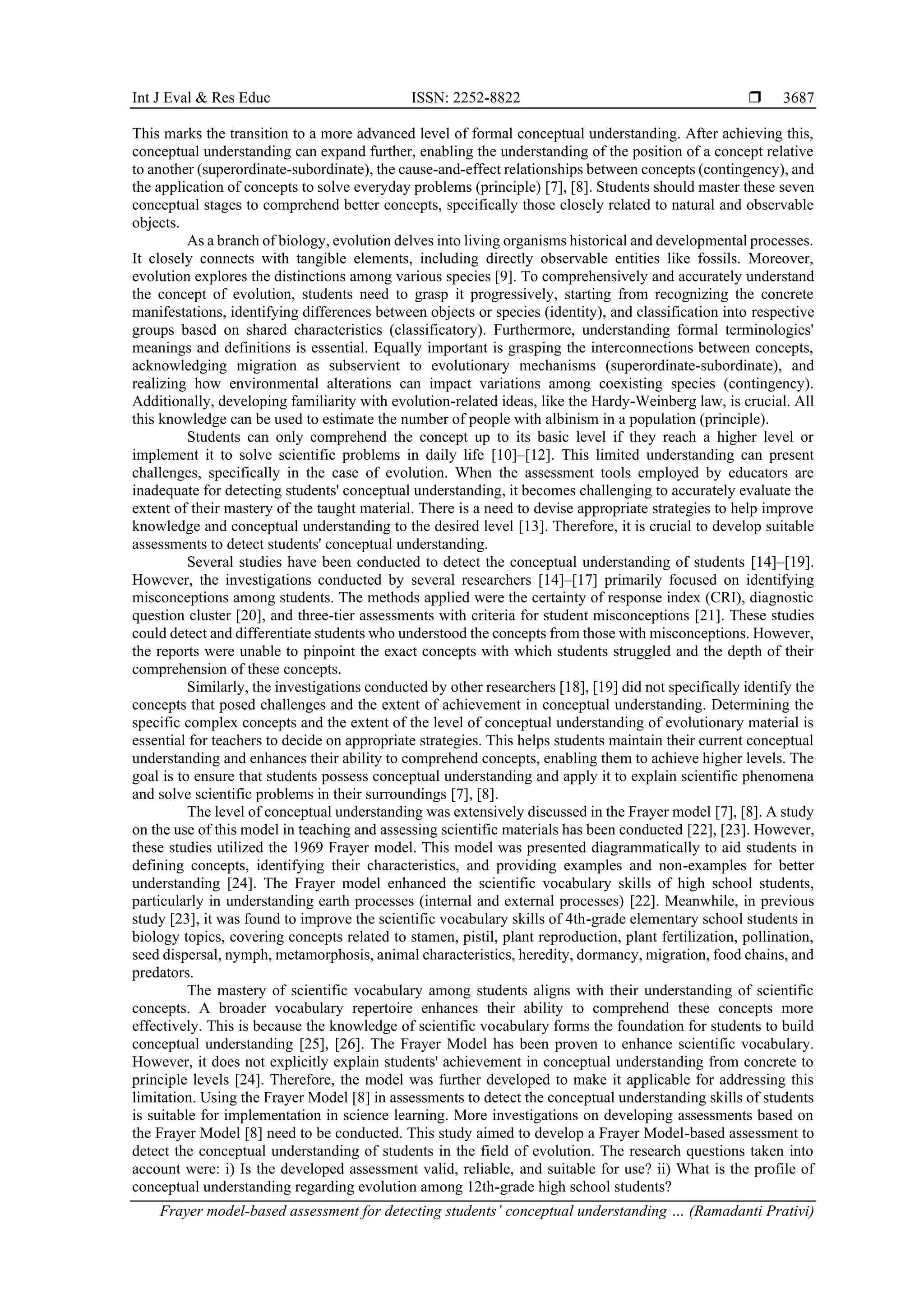 Frayer model-based assessment for detecting students’ conceptual ...