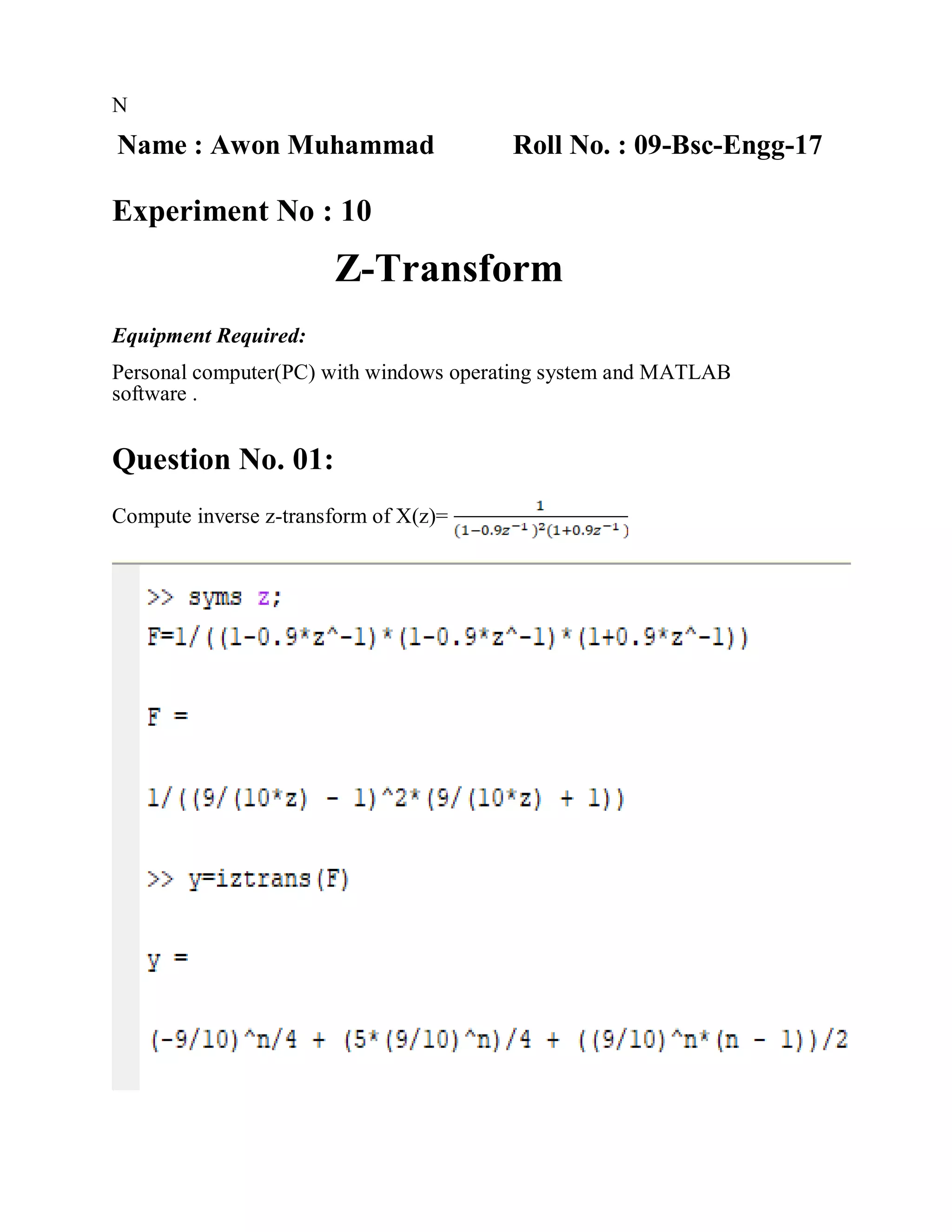 09 bsc-17 dsp lab 10-1 | PDF