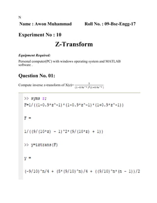 09 bsc-17 dsp lab 10-1 | PDF