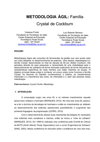 METODOLOGIA ÁGIL: Família Crystal de Cockbum | DOCX