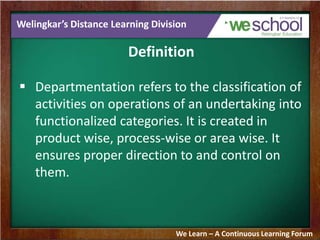 Departmentation - Management Principles | PPTX