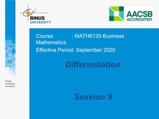 Differentiation Business Mathematics ppt | PPT