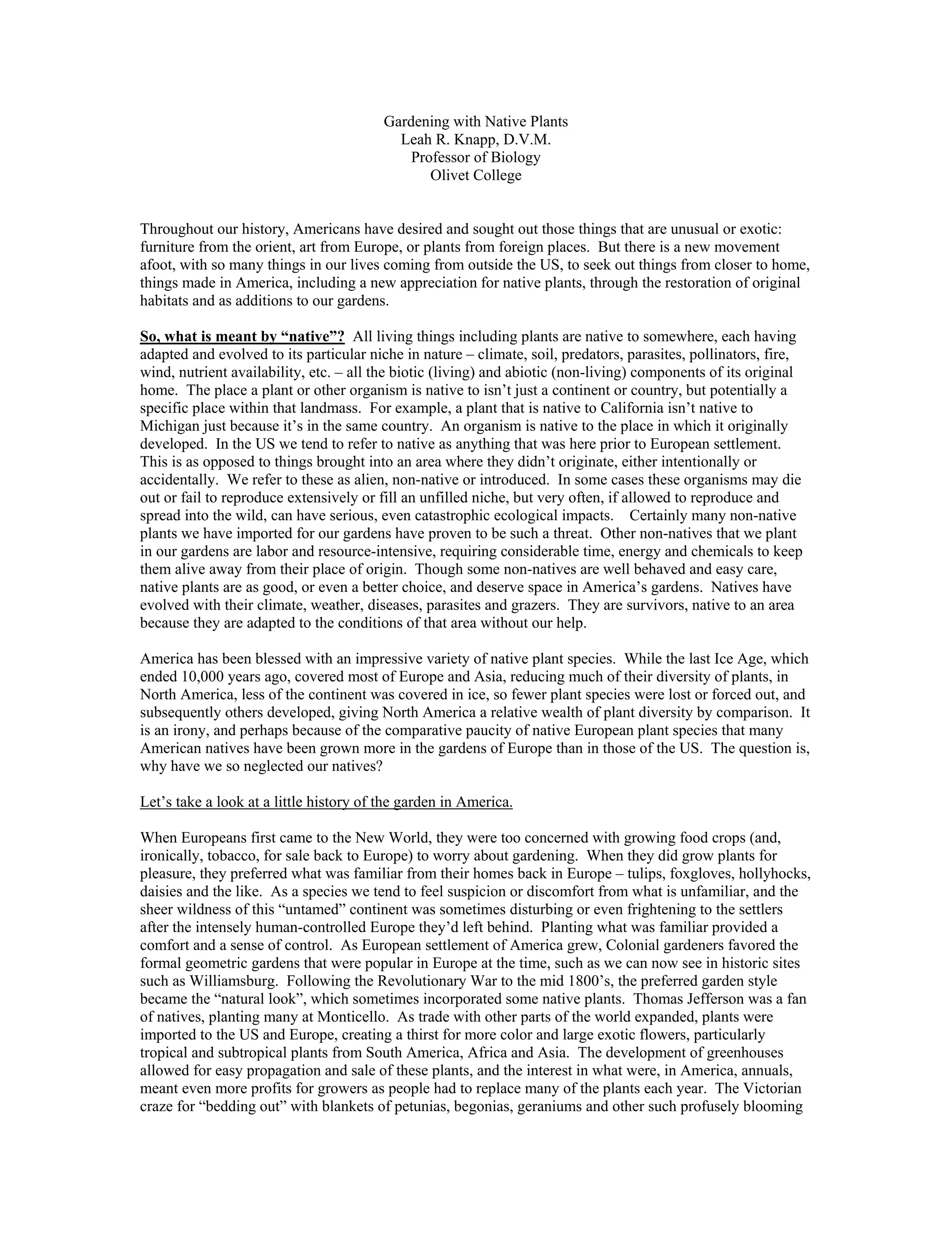 Gardening with Native Plants - Michigan State University | PDF