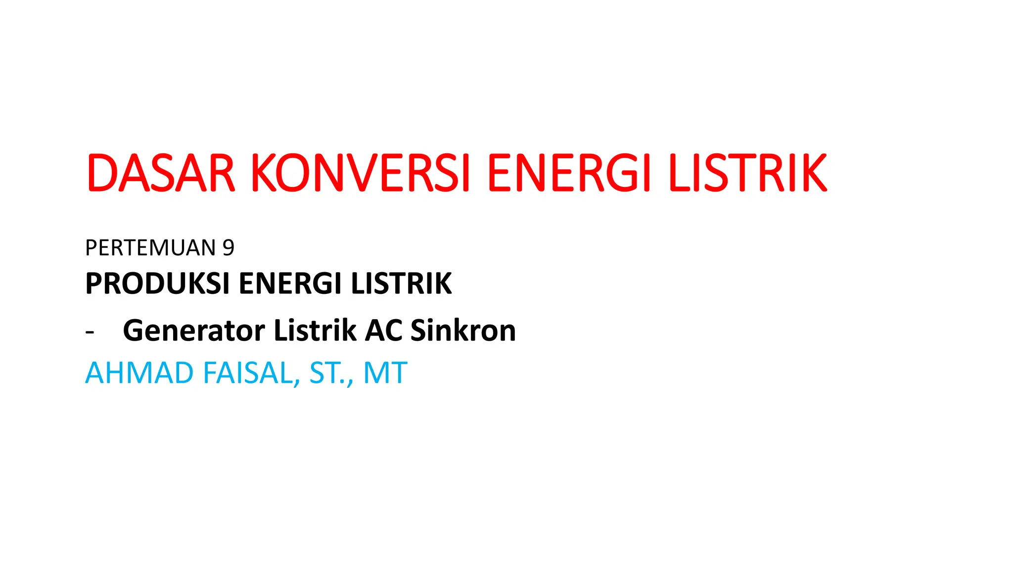 Dasar Konversi Energi Listrik Generator-Sinkron | PPTX