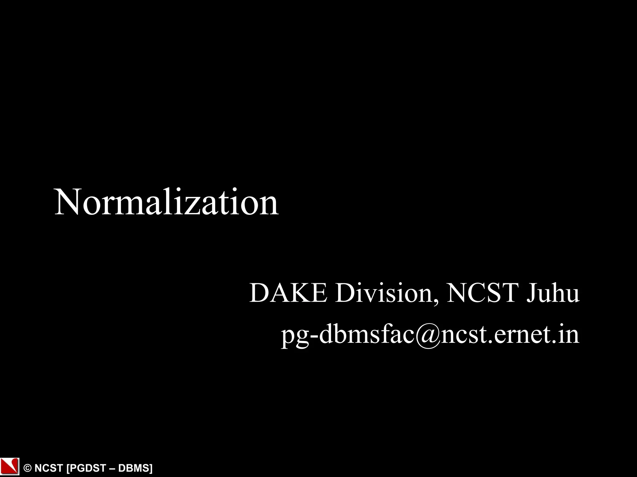 Normalization in Database Management System | PPT