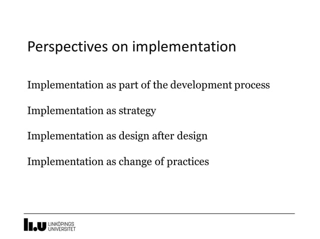 Views on Implementation and How they Could Be Used in Service Design ...