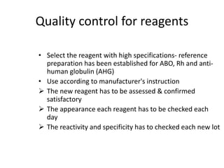 quality control in blood banking | PPTX