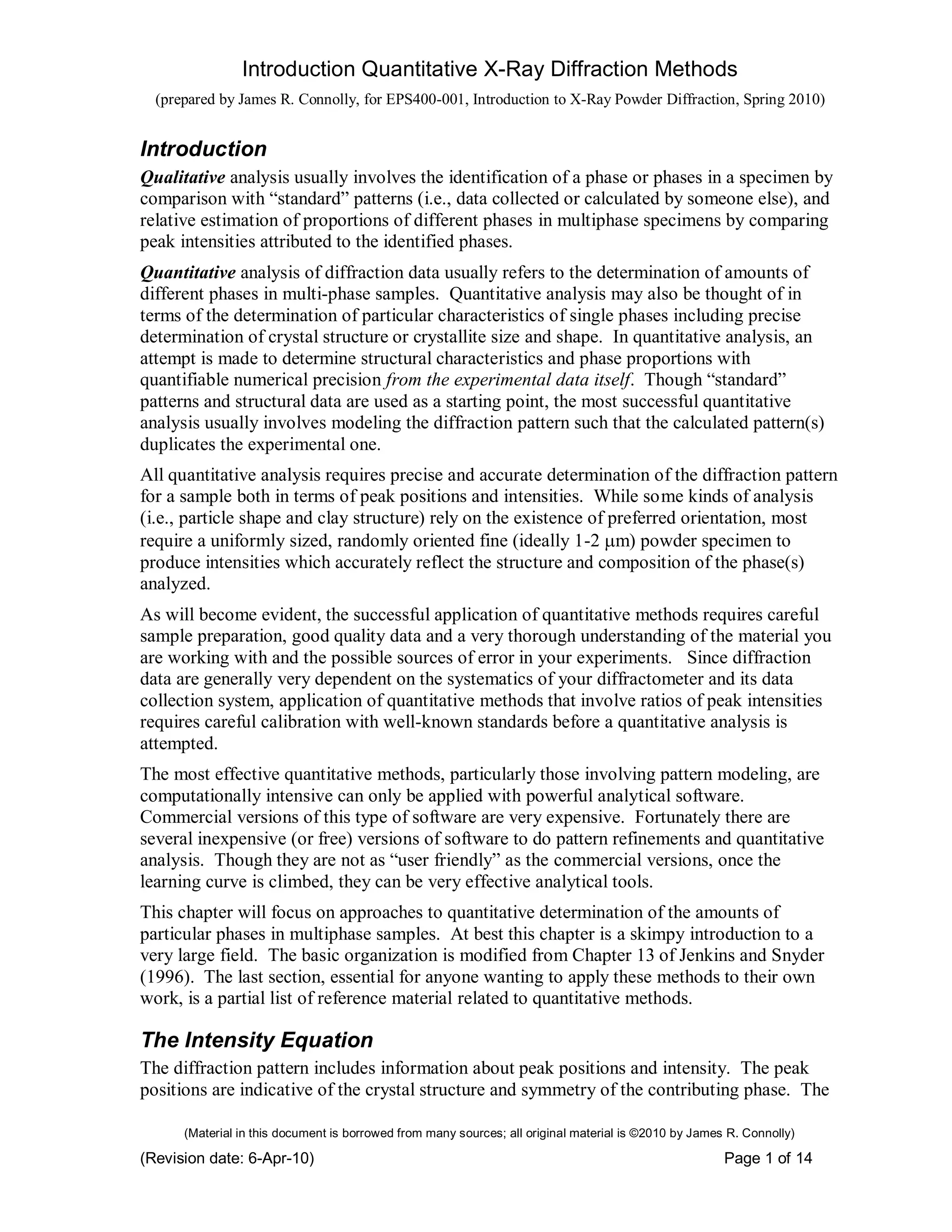 Introduction Quantitative X-Ray Diffraction Methods | PDF