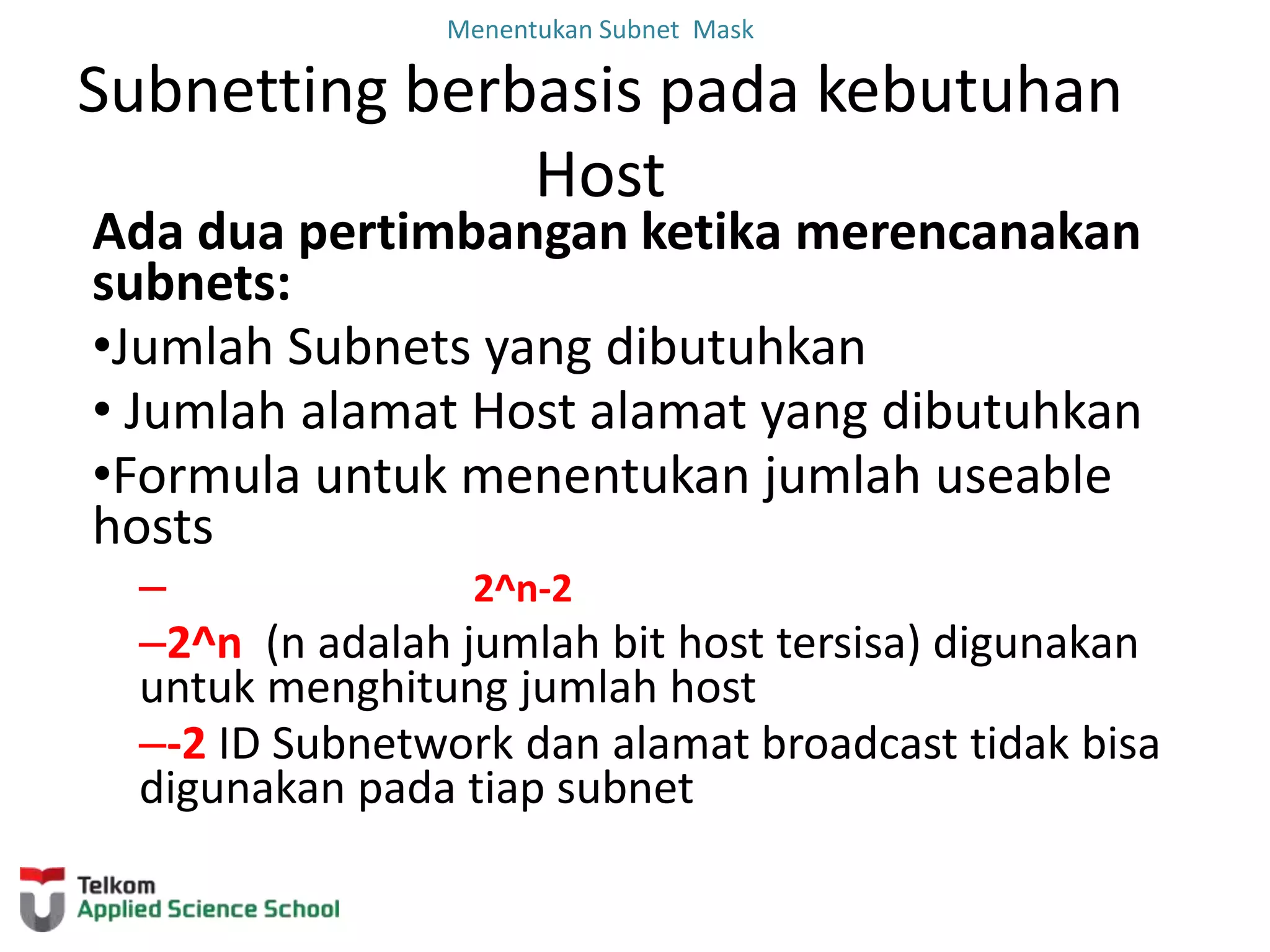 Cara Subnetting jaringan by Erick Telkom Applied Science School (Telkom ...