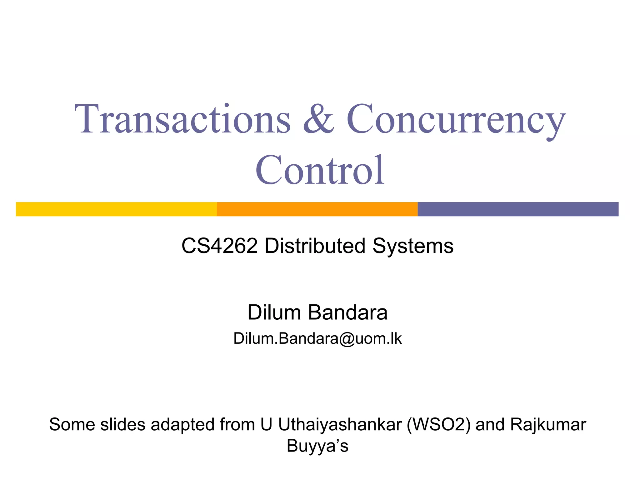 Transactions And Concurrency Control Ppt