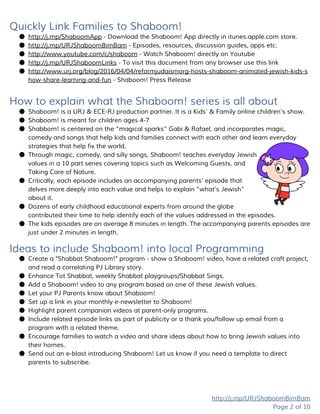 Introducing Shaboom! to the Reform Jewish Community | PDF