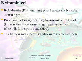 Biyokimya: Vitaminler, mineraller, koenzimler | PPT