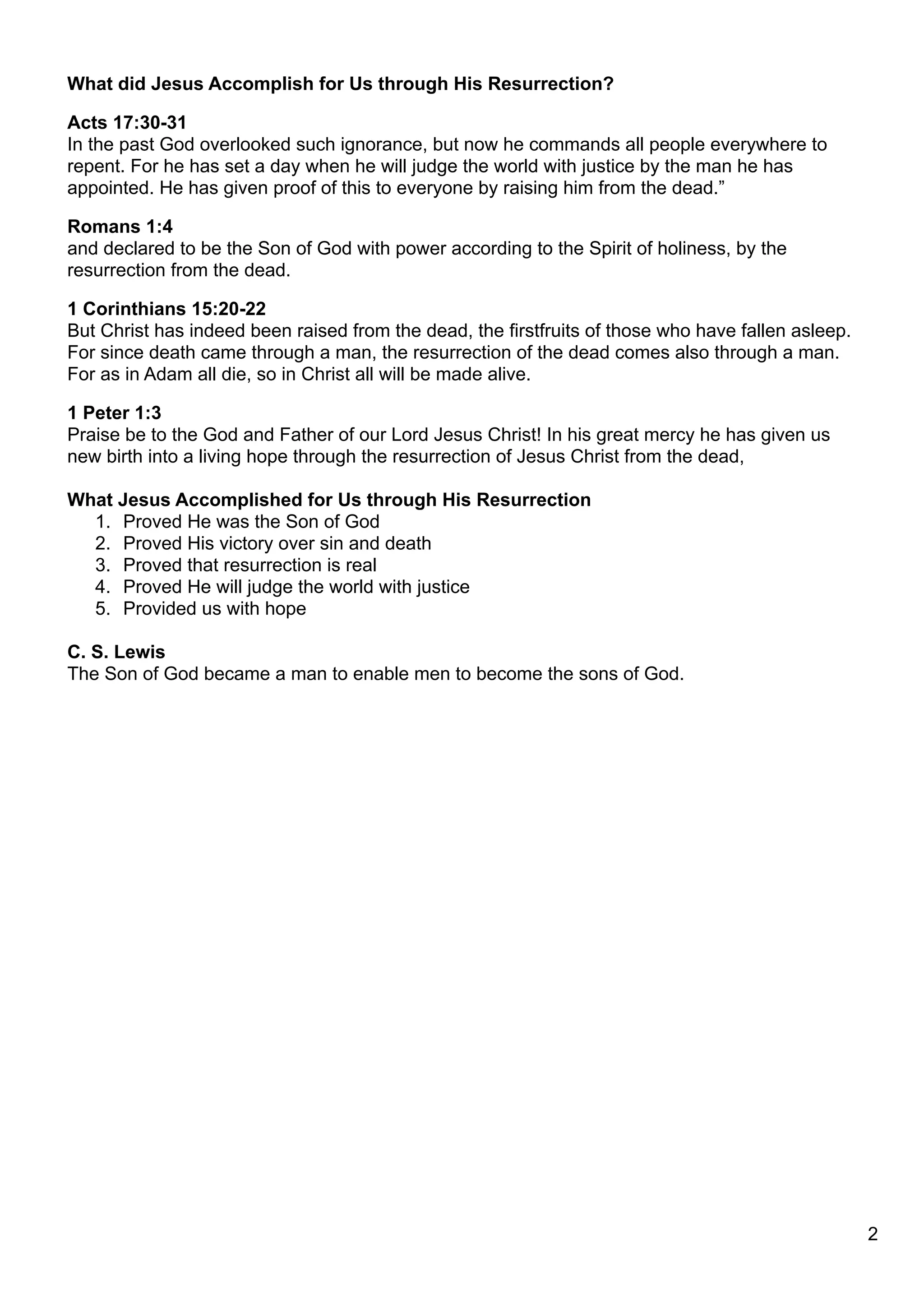 09. What Did Jesus Accomplish for Us? Notes Part II | PDF