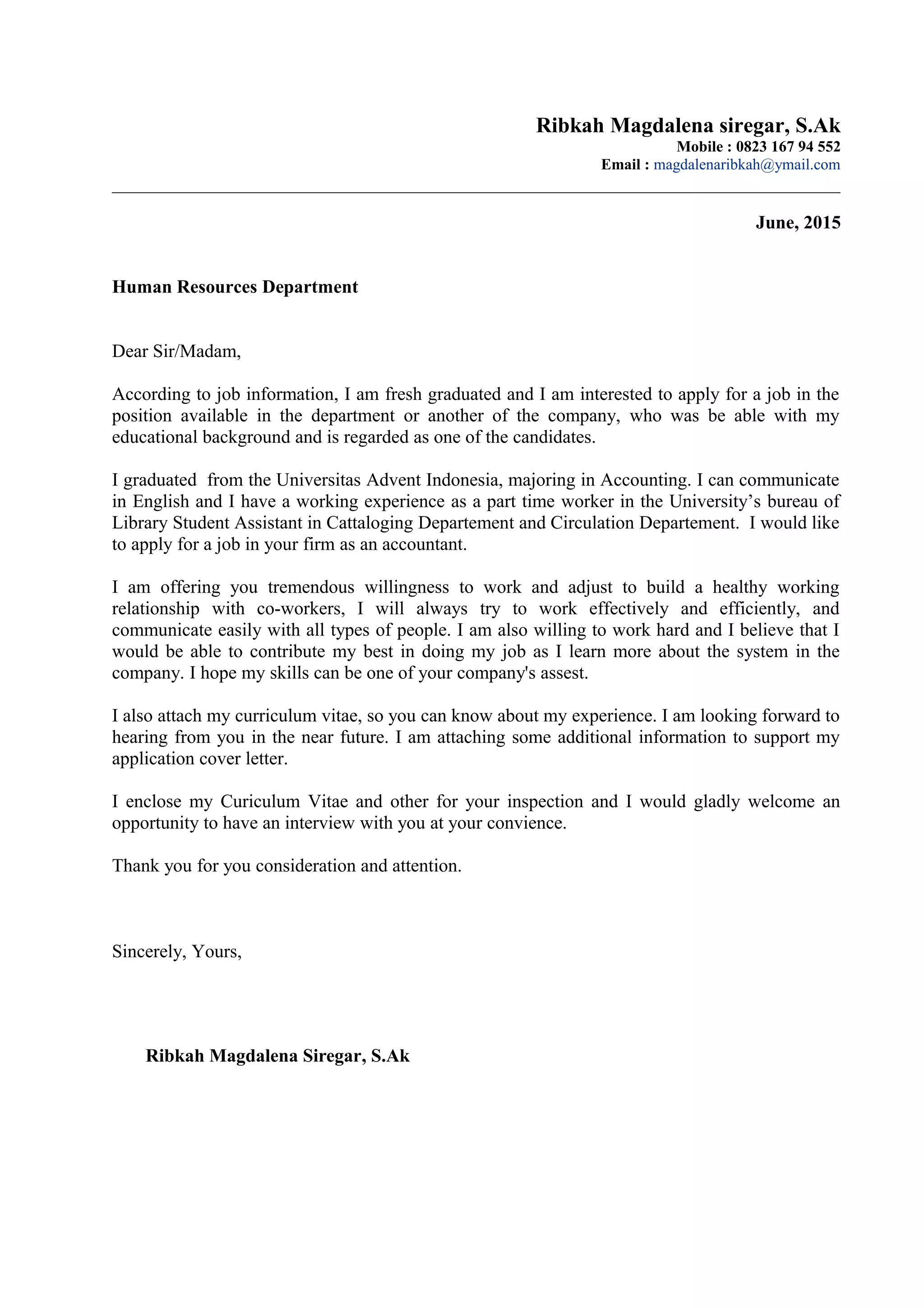 Application Letter | DOC