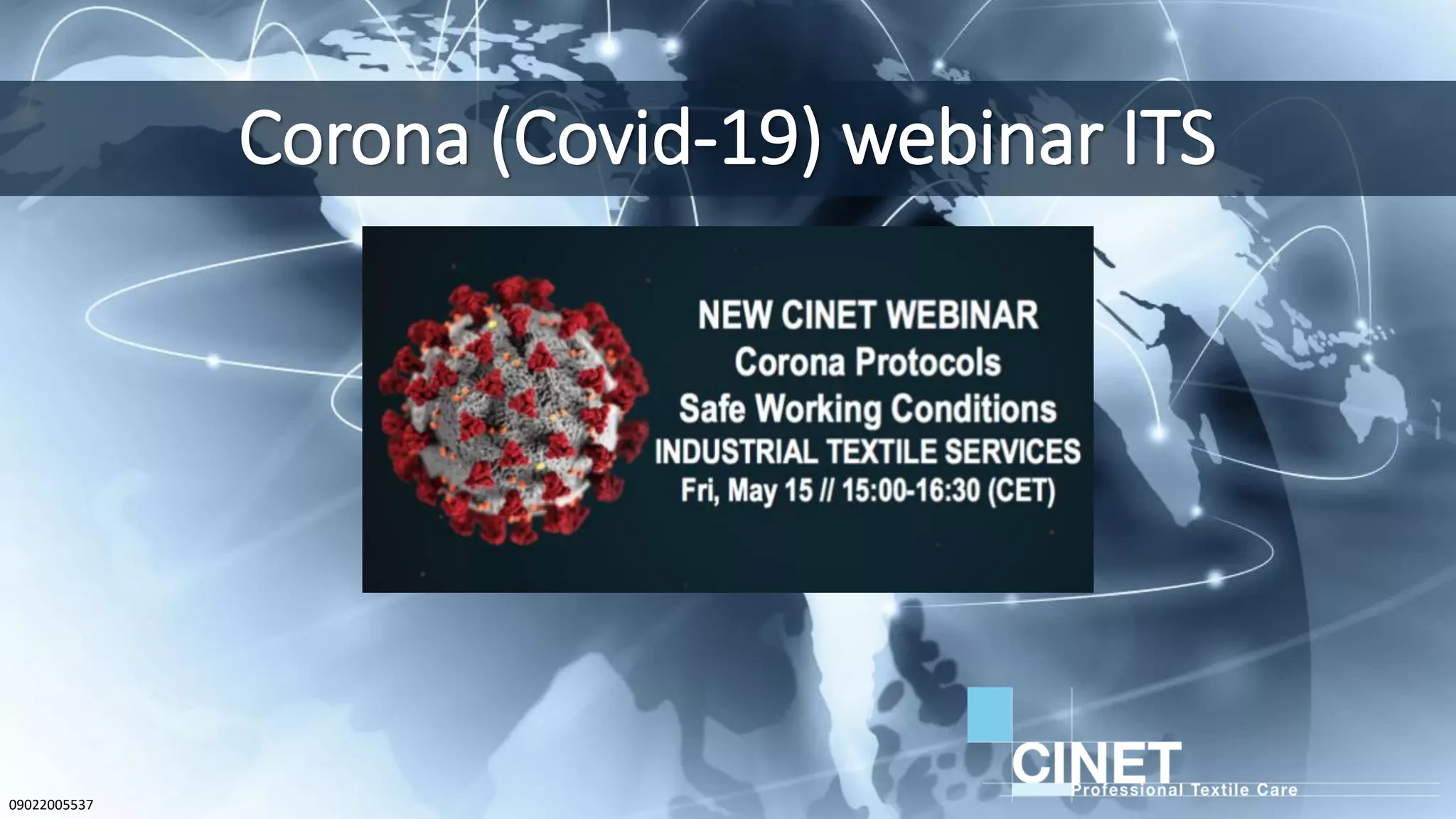 Presentation CINET Corona Protocols: Safe Working Conditions - ITS | PPT