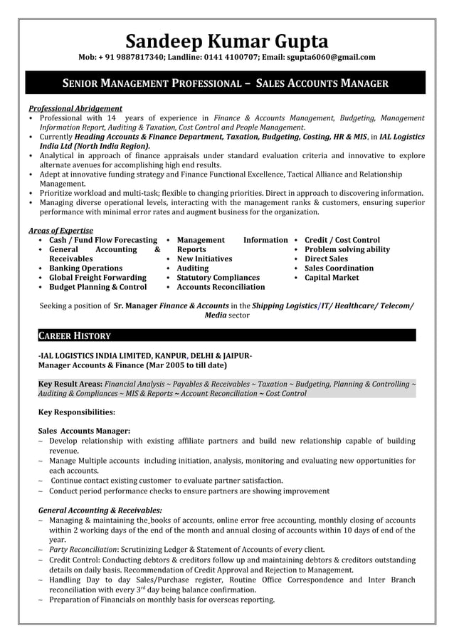 Resume - Sandeep Kumar Gupta | PDF Resume - Sandeep Kumar Gupta | PDF