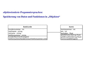 Einführung objektorientierte Programmierung: Klassen und Objekte