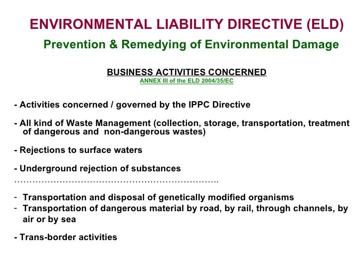 Environmental Liability Insurance & EU Directive 2004/35/EU