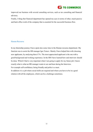 Internship report TG commerce | PDF