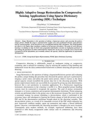 Highly Adaptive Image Restoration In Compressive Sensing Applications Using Sparse Dictionary ...