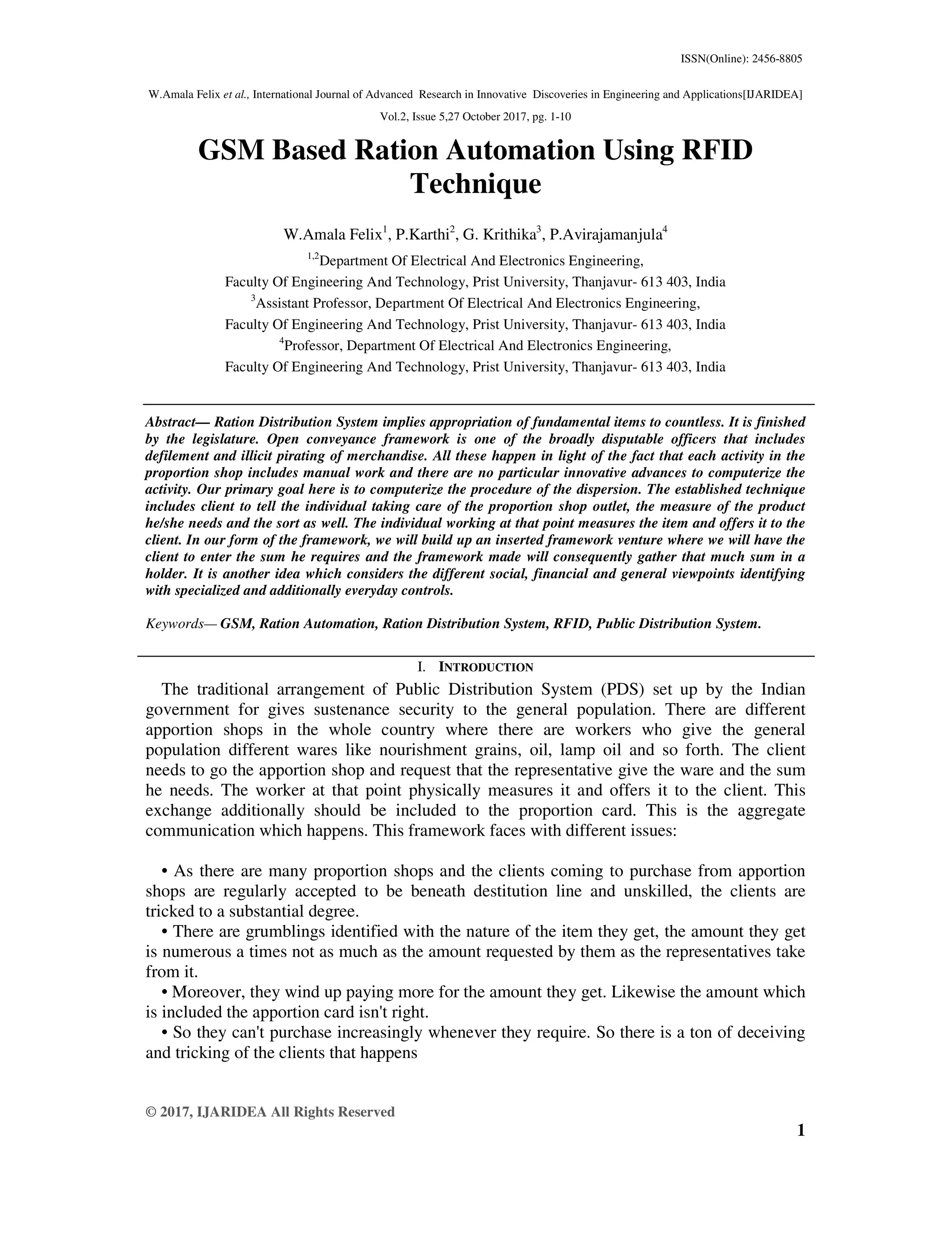 Gsm Based Ration Automation Using Rfid Technique Pdf