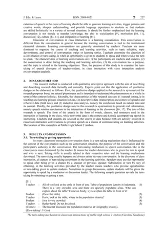 The turn-taking mechanism in classroom interactions of public high ...