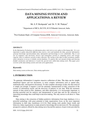 Data Mining System and Applications: A Review | PDF