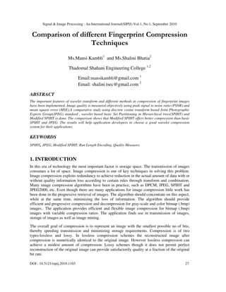 Comparison of different Fingerprint Compression Techniques | PDF