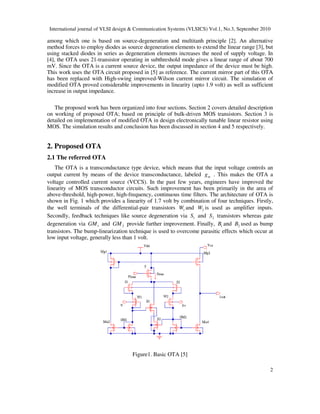 A High-Swing OTA with wide Linearity for design of self-tunable linear resistor | PDF