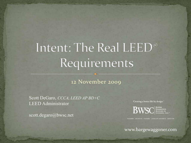 Intent: The Real LEED Requirements | PPTX