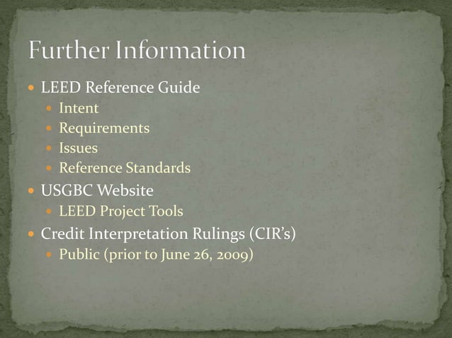 Intent: The Real LEED Requirements | PPTX