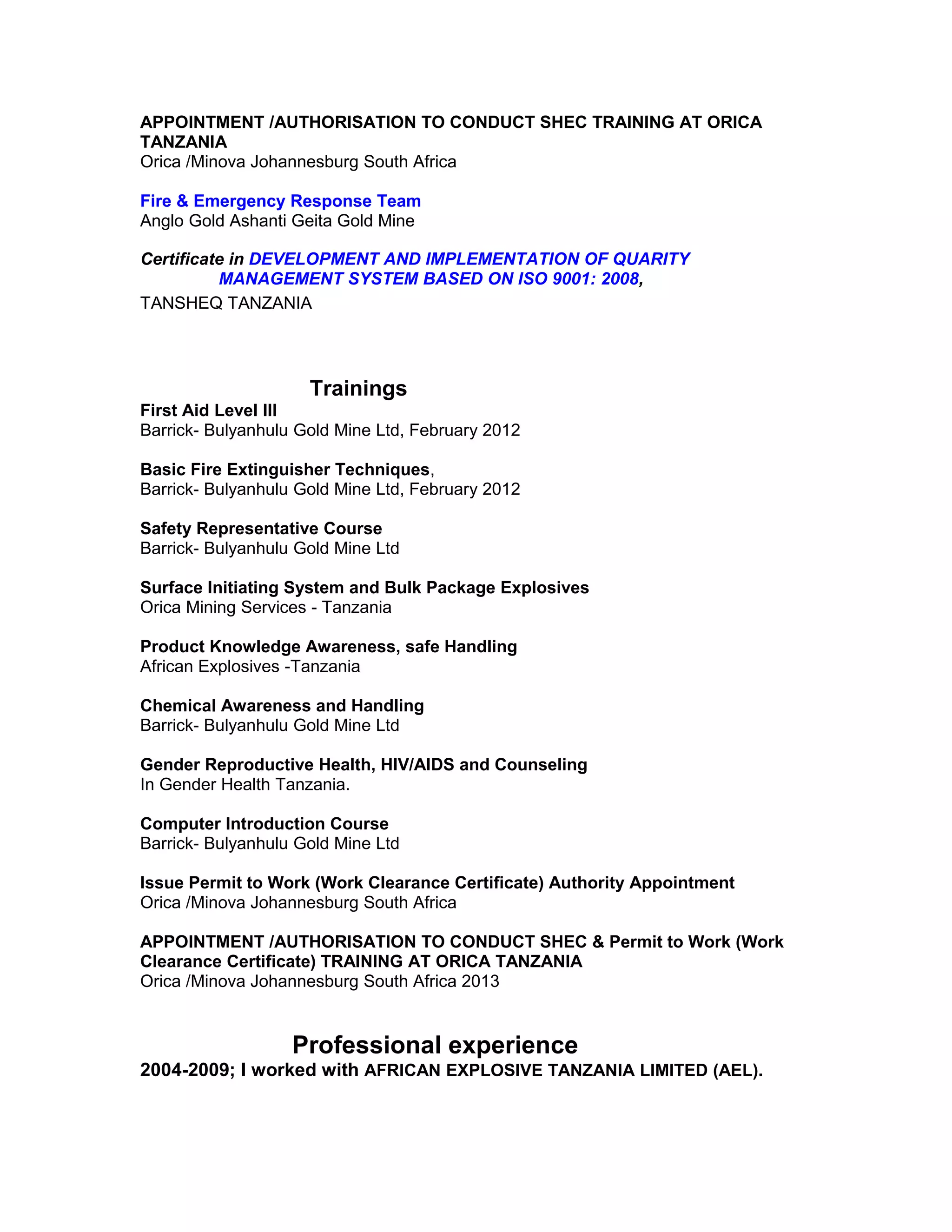 MESHACK ISSACK CV | DOC | Business | Business and Finance