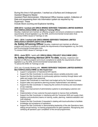 MESHACK ISSACK CV | DOC | Business | Business and Finance