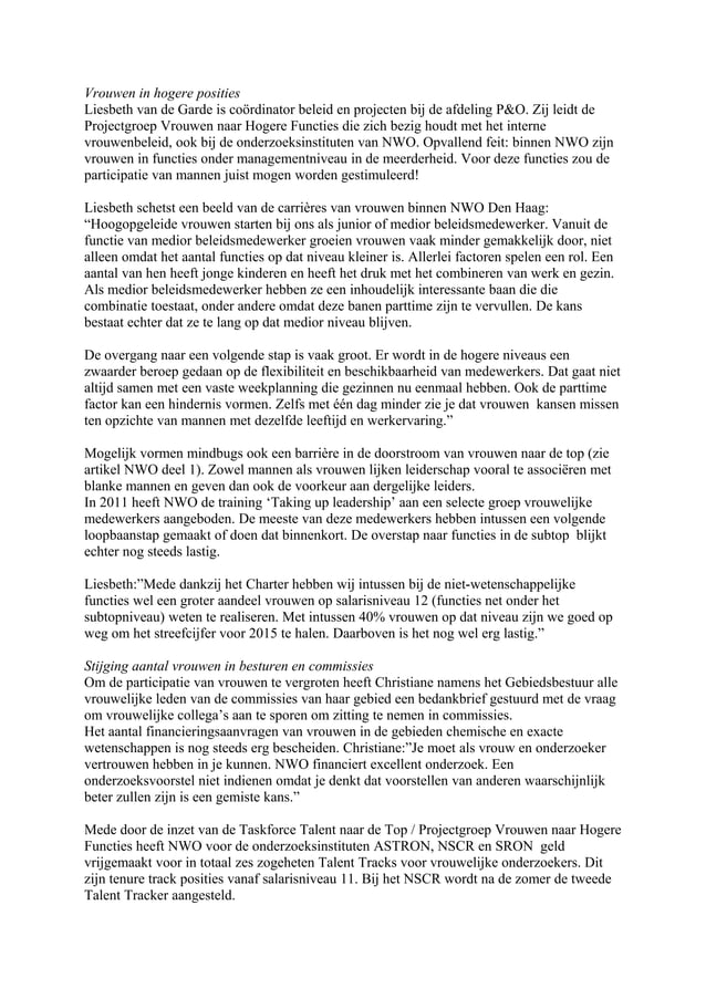 interview vrouwenbeleid NWO v5 eindversie | PDF