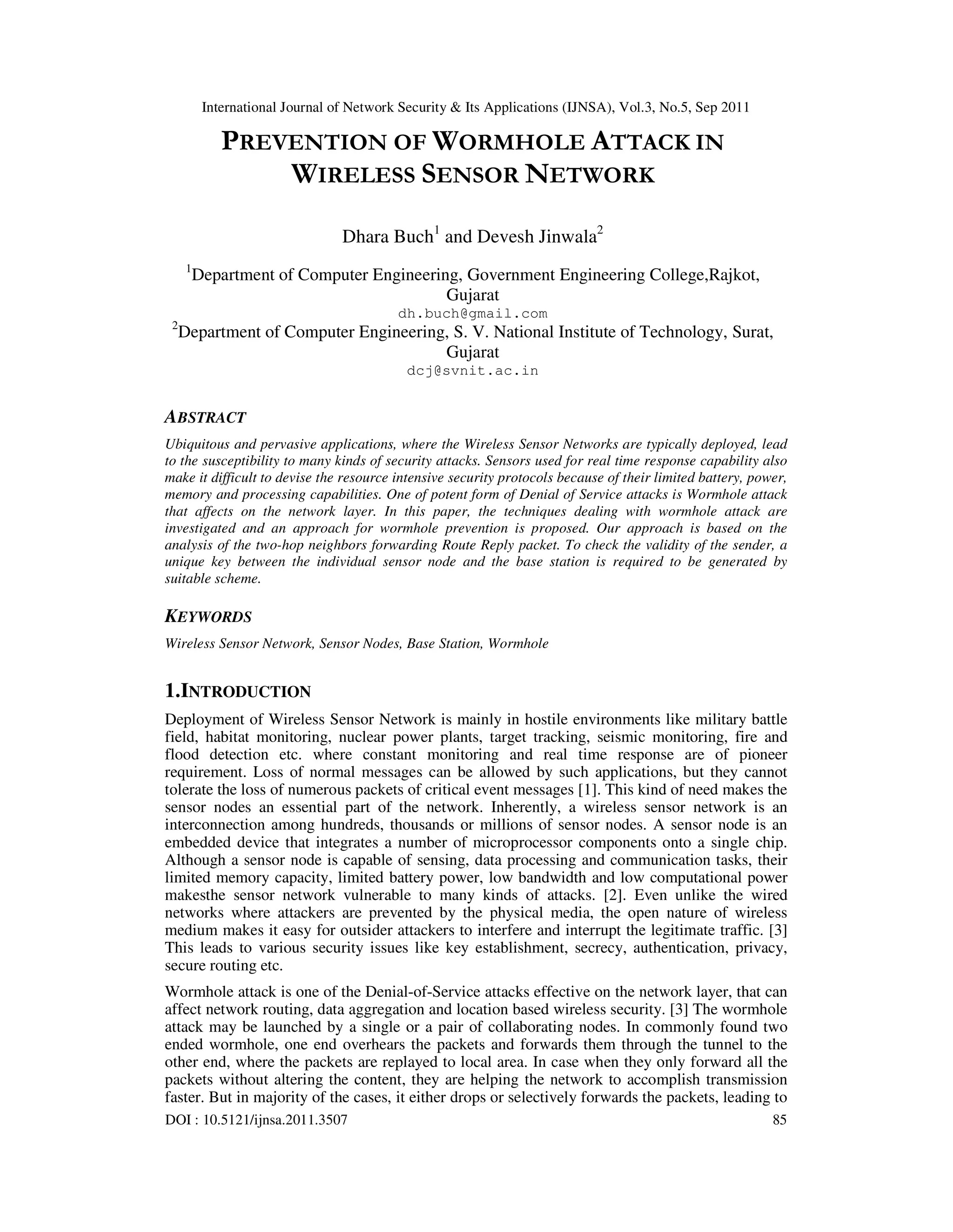 Prevention Of Wormhole Attack In Wireless Sensor Network Pdf 