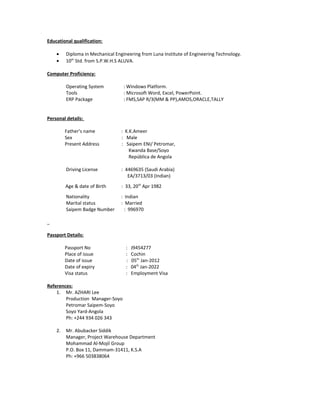 Shabeer Resume | DOC