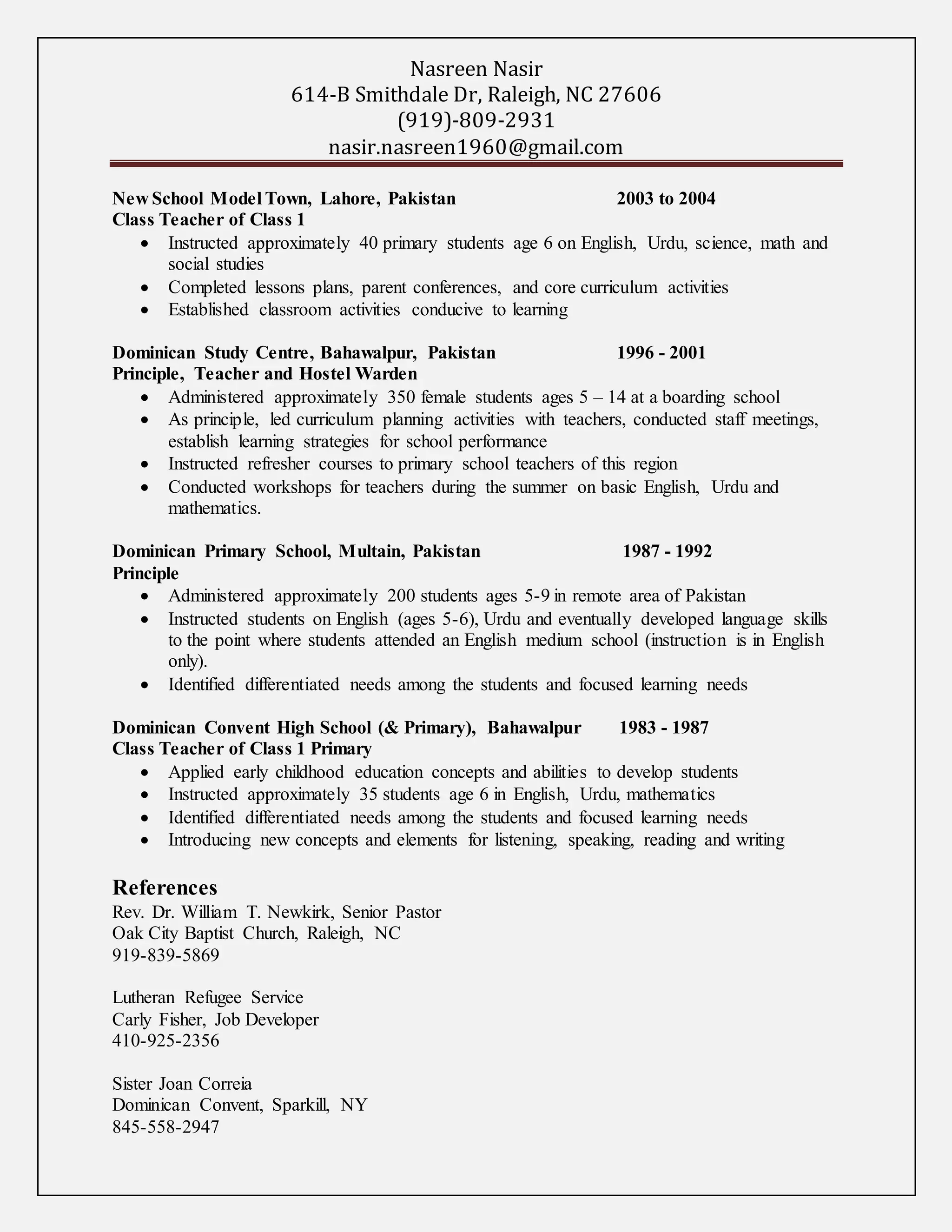 Nasreen Nasir Resume2014 | DOCX