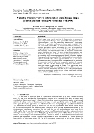 Variable frequency drive optimization using torque ripple control and self-Tuning PI controller ...