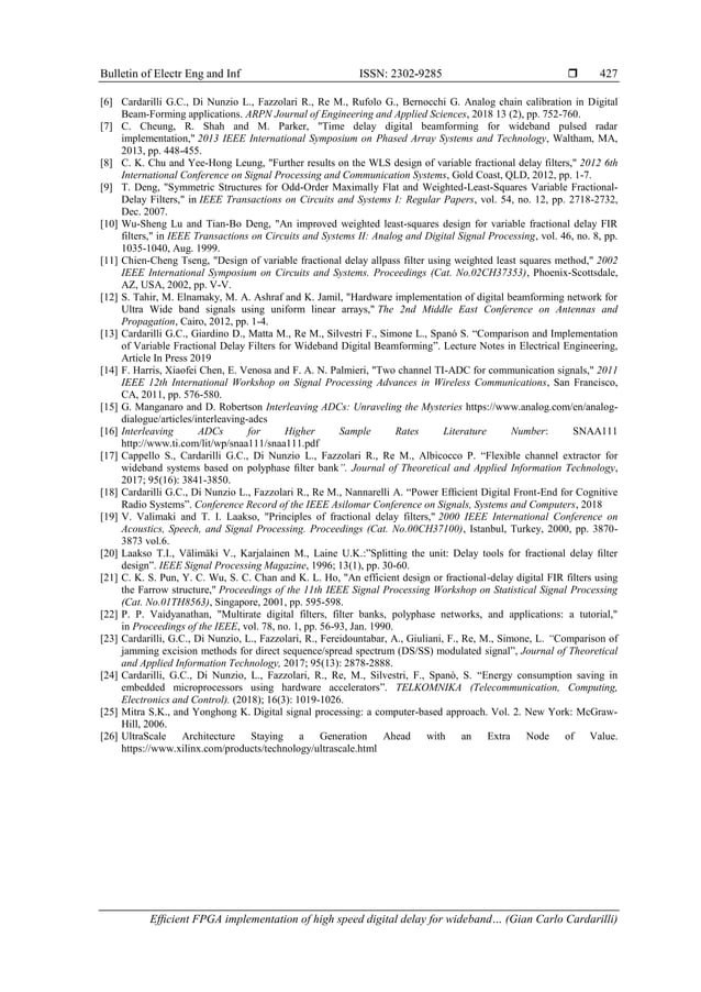 Efficient Fpga Implementation Of High Speed Digital Delay For Wideband Beamforming Using Parallel